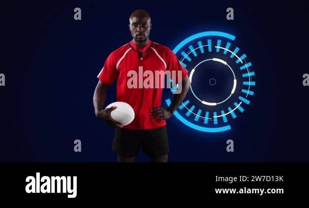 Animation of scopes scanning and data processing with rugby player ...