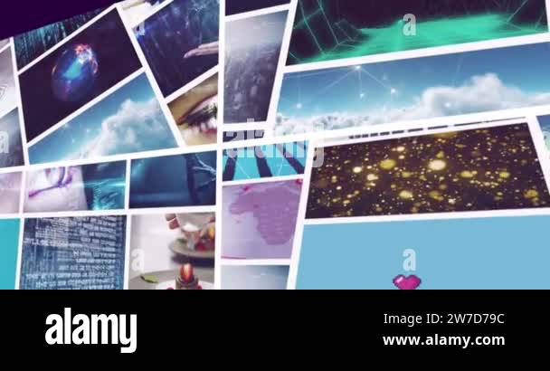 Composite animation of multiple scrolling business, leisure and ...