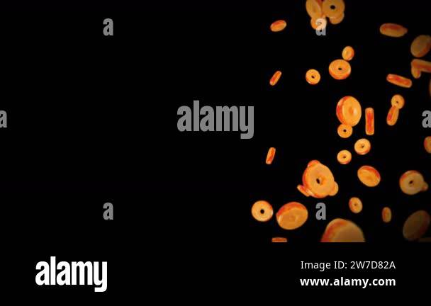 Flying many plain donuts on black background. Doughnut cake, Sweets ...