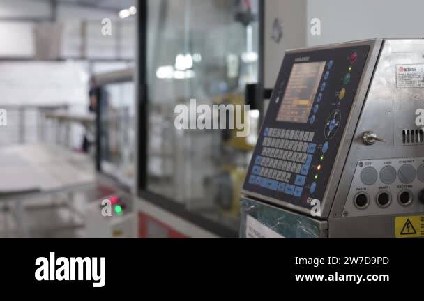 Process control terminal on a conveyor at a factory Stock Video Footage ...