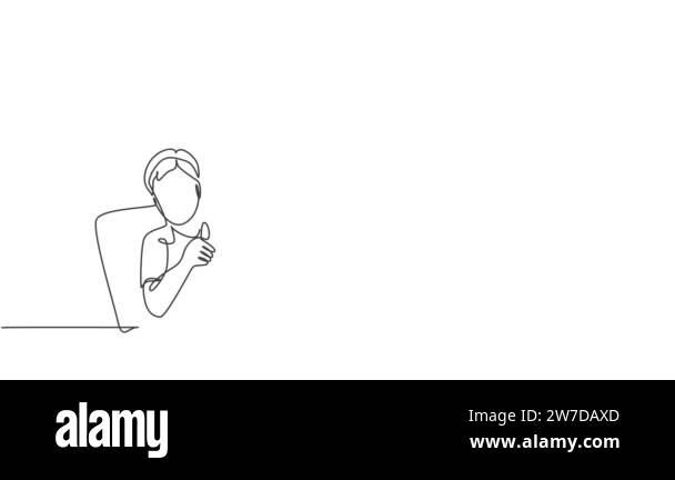 Animation of one line drawing of dentist man calming down his little ...