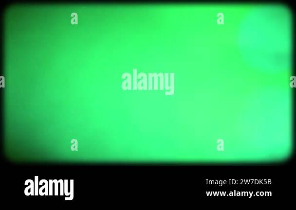 Green screen and light on the CRT. Ideal for overlay. Effect of an old ...