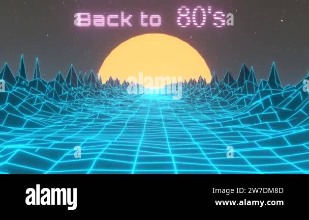 Digital 80s Abstract 3d Animation Background Retro Dance Party Sci Fi Seamless Loop Futuristic