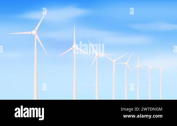 Renewable Energy Wind Turbines Working 4K Animation concept in 3D ...