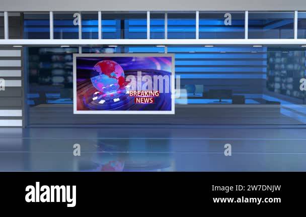 News TV Studio Set, Virtual Green Screen Background Loop Stock Video ...