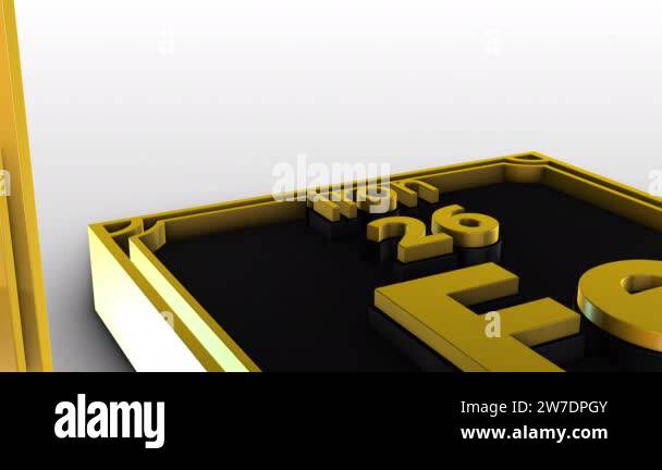 Periodic Table Of Elements - iron - Fe- 3d animation model on a white ...