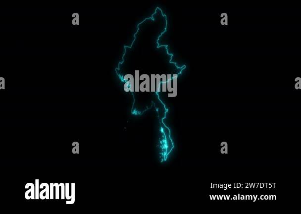 Animated Outline Map of Myanmar Stock Video Footage - Alamy