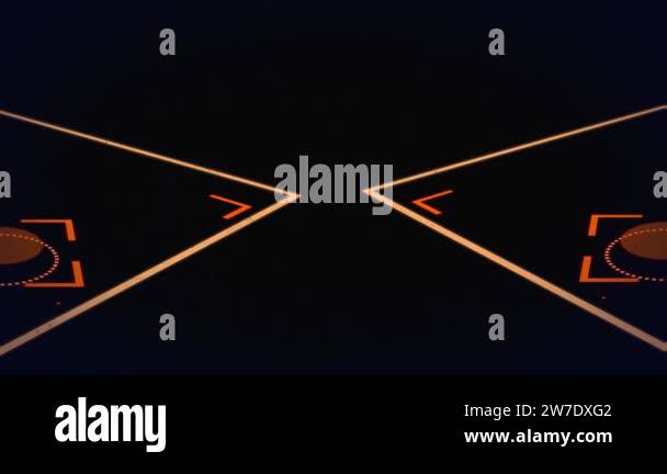 Animation of scopes scanning over black background. global connections and data processing ...
