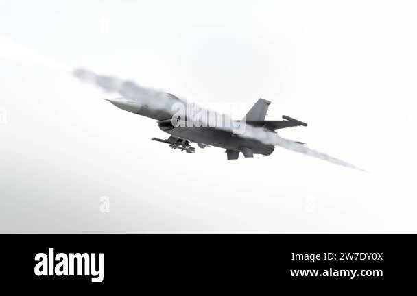 American Military fighter F-16 shooting missiles during flight Stock ...