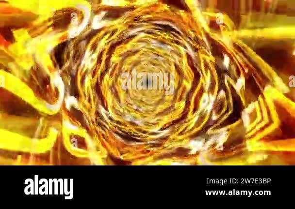 Abstract Golden Hypnotic Psychedelic Tunnel Loop Animation Background ...