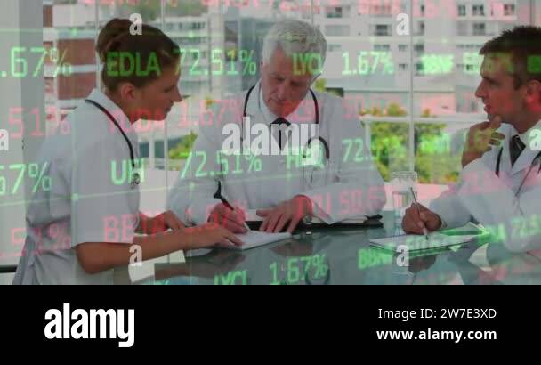 Animation of data processing over medical staff. global connections ...