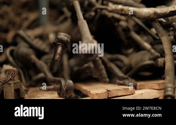 Walk through and close-up footage: The interior of the warehouse ...