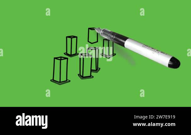 Drawing three dimension box in blue colour combination with black ...