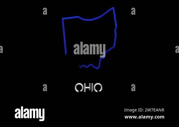 Neon animated map showing the state of Ohio from the united state of ...