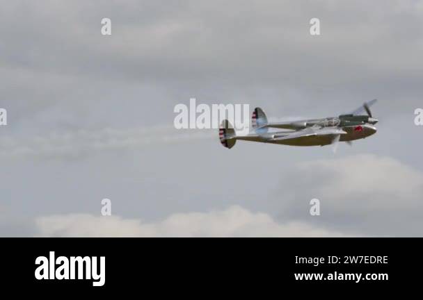 US Air Force famous old fighter propeller plane of WW2 in flight Stock ...