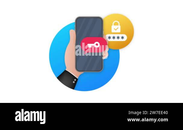 Two step authentication illustration, flat cartoon smartphone and ...