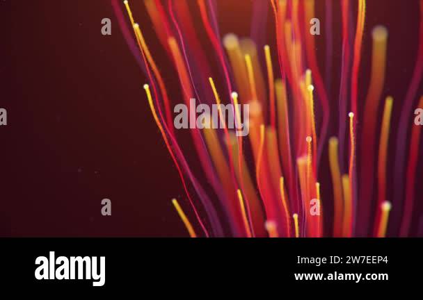 Abstract red glow particles fly in space. Flying particles in space ...