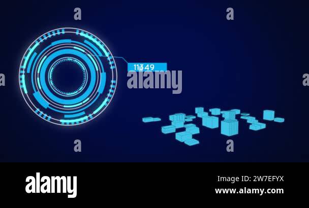 Animation of 3d architecture city drawing with scope scanning and data ...