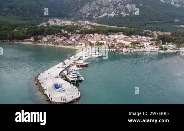Akyaka, Mugla, Turkey - March 2020: Aerial shot of Akyaka town. Akyaka ...