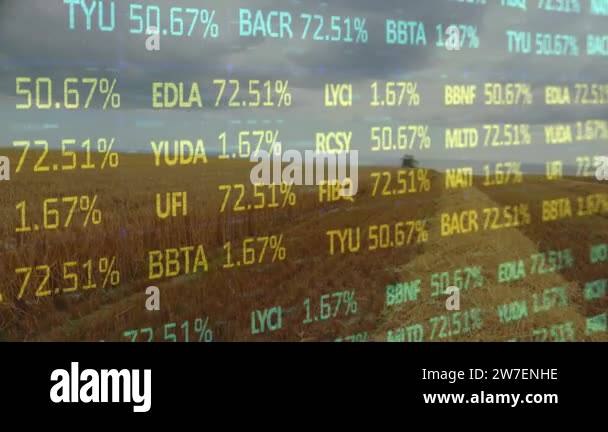 Animation of financial data processing over combine in agriculture ...