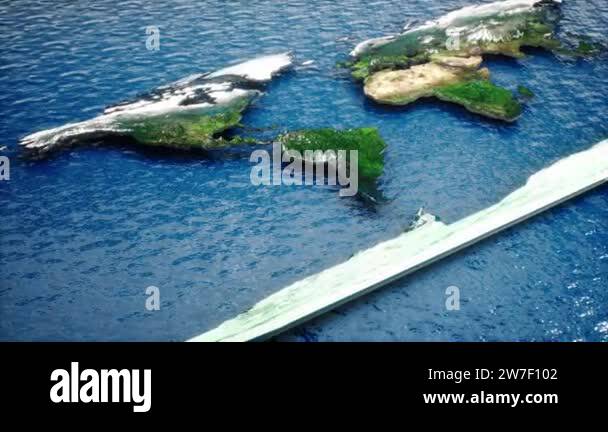 A World map of continents push in towards North America CGI animation ...