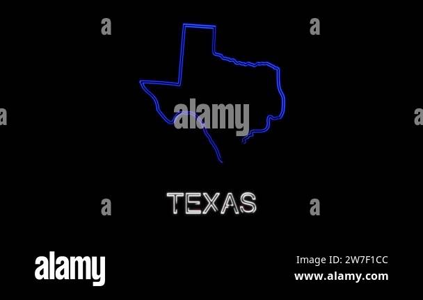 Neon animated map showing the state of Texas from the united state of ...