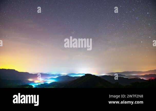 Amazing Starry night in mountains Time lapse.Milky way galaxy stars ...