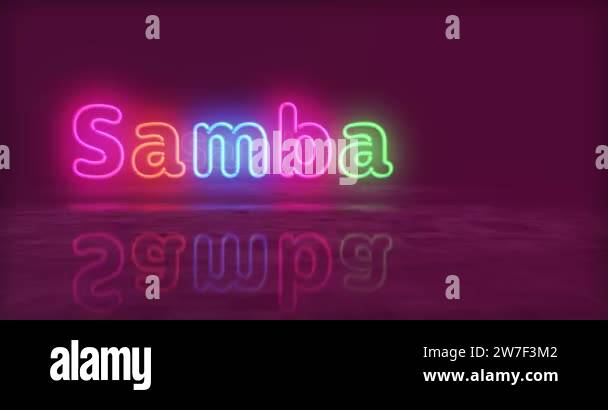 Samba symbol neon symbol. Light color bulbs with Brazil Rio de Janeiro ...