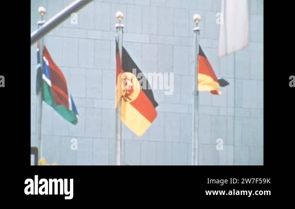 Archival of New York of flags of the world in 1970s Stock Video Footage ...