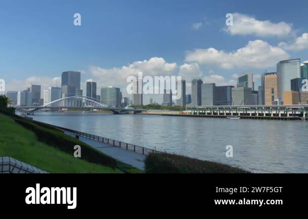 Tokyo sky line view from the Sumida river side, in the background the ...