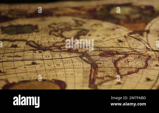 Close up of an old vintage map with map markings and directions Stock ...