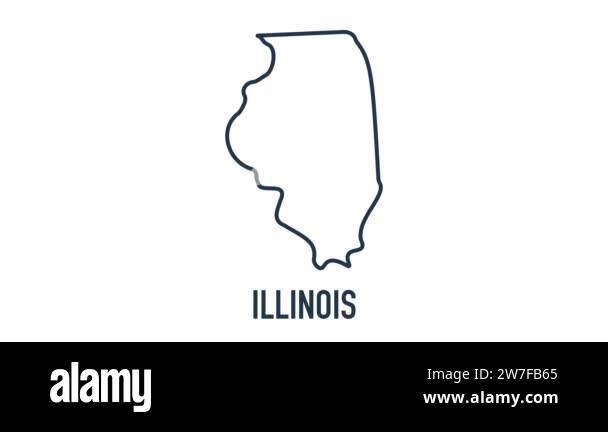 Line animated map showing the state of Illinois from the united state ...