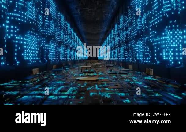 Futuristic alien Supercomputer Connection Network Data Center 3d ...