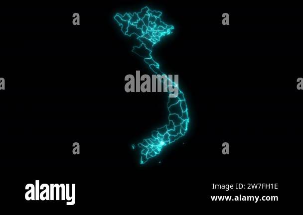 Animated Outline Map of Vietnam with Provinces Stock Video Footage - Alamy