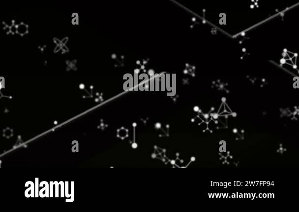 Digital Animation Of Molecular Structures Floating Against White Lines
