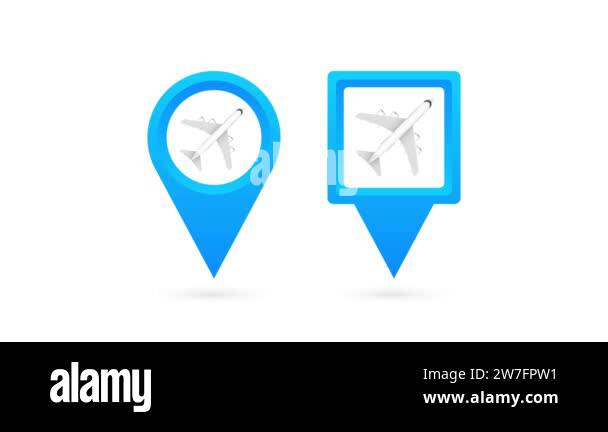 Airport pin for concept design. Pin point icon. Map symbol. Location, pointer icon symbol design ...