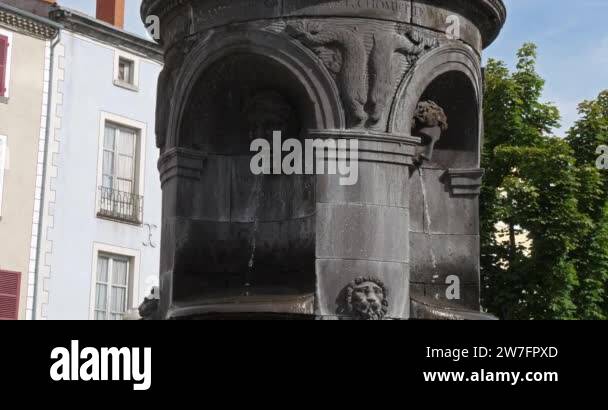 Issoire, Puy de Dome, Auvergne, France. Colored facades ,place de la ...