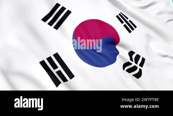 Flag of South Korea waving 3d animation. The emblem of South Korea flag ...