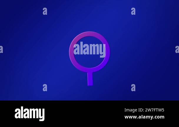 Animation of purple non binary gender symbol, on blue background. human ...