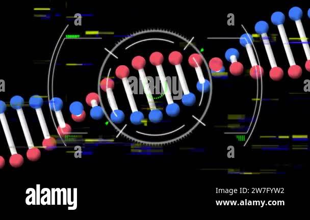 Animation of dna strand over scan scoping and data processing. global science, digital interface ...