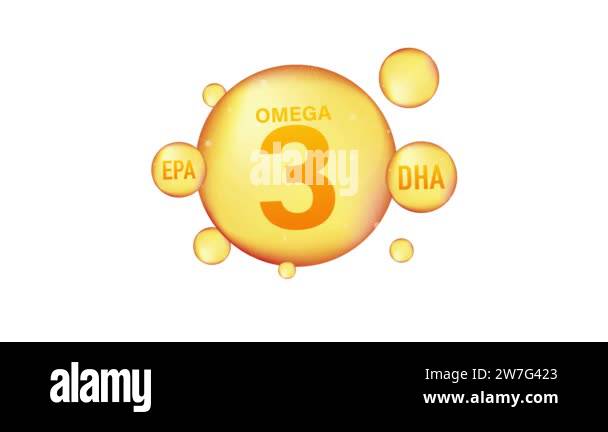 Omega 3 gold icon. Vitamin drop pill capsule. Shining golden essence ...