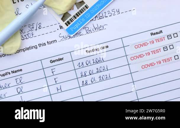COVID nasal swab sample is being closed by lab technician. Closeup ...
