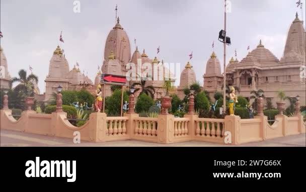 Swaminarayan temple from nilkanth dham poicha Gujarat India Stock Video ...