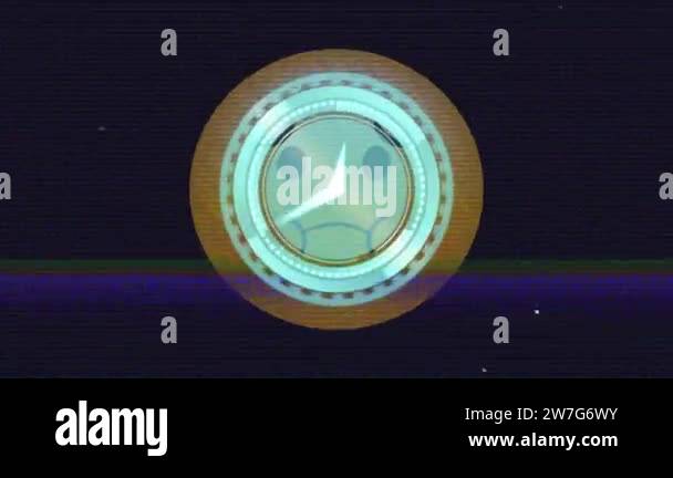 Digital animation of neon digital clock ticking over sick face emoji ...