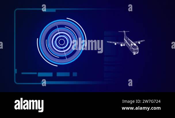 Animation of 3d airplane drawing with scope scanning and data ...