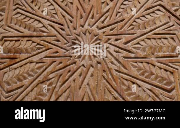 Closeup of a Moroccan, wooden door detail, with traditional wood ...