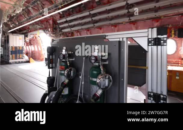 The cabin of the AIRBUS A350 aircraft for flight tests. The internal ...