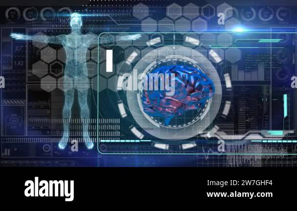 Animation of scopes scanning, human body and data processing on digital ...