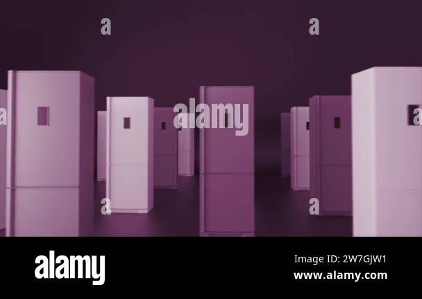 Abstract 3d models of a modern refrigerator with electronic panel ...
