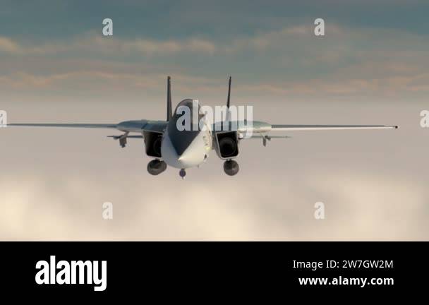 F -14 , american military fighter plane.Jet plane. Fly in clouds ...
